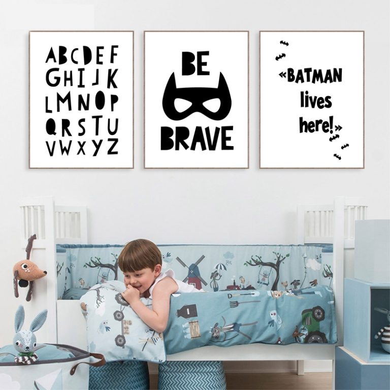 Batman Inspired Nordic Style Wall Art Canvas Painting Quote Poster ...