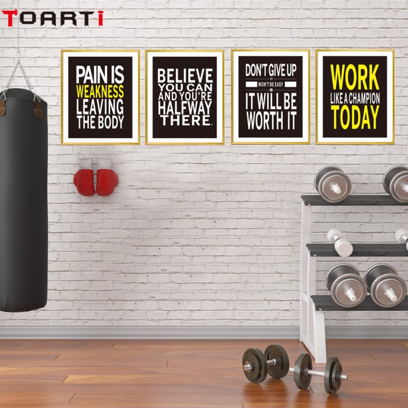 Inspirational Fitness Motivational Quote Poster Gym Workout Canvas Art ...