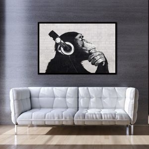 Steez Monkey Headphone Custom Canvas Art Poster For Living Room Decor ...