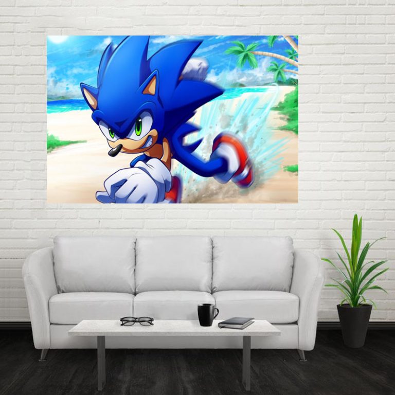 Sonic Hedgehog Custom Satin Silk Wall Poster Cloth Fabric Print ...