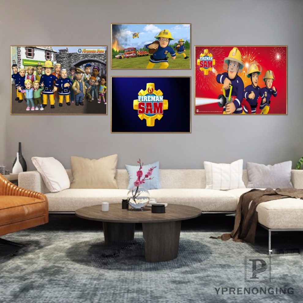 Fireman Sam Classic Retro Canvas Poster Custom Silk Fabric Prints Home ...