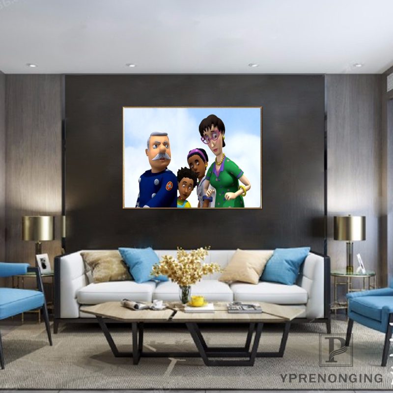 Fireman Sam Classic Retro Canvas Poster Custom Silk Fabric Prints Home ...