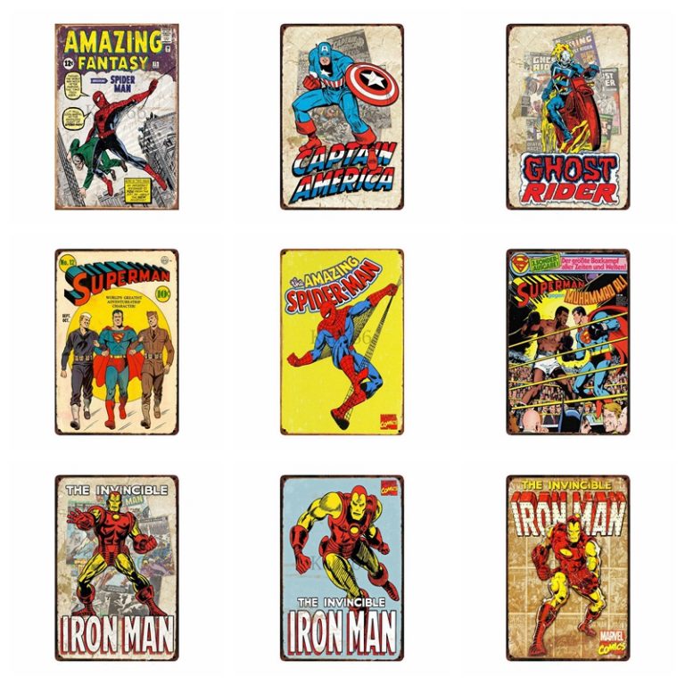 Iron Superhero Comic Tin Metal Wall Art Sign 20x30cm Home Bar Decor ...