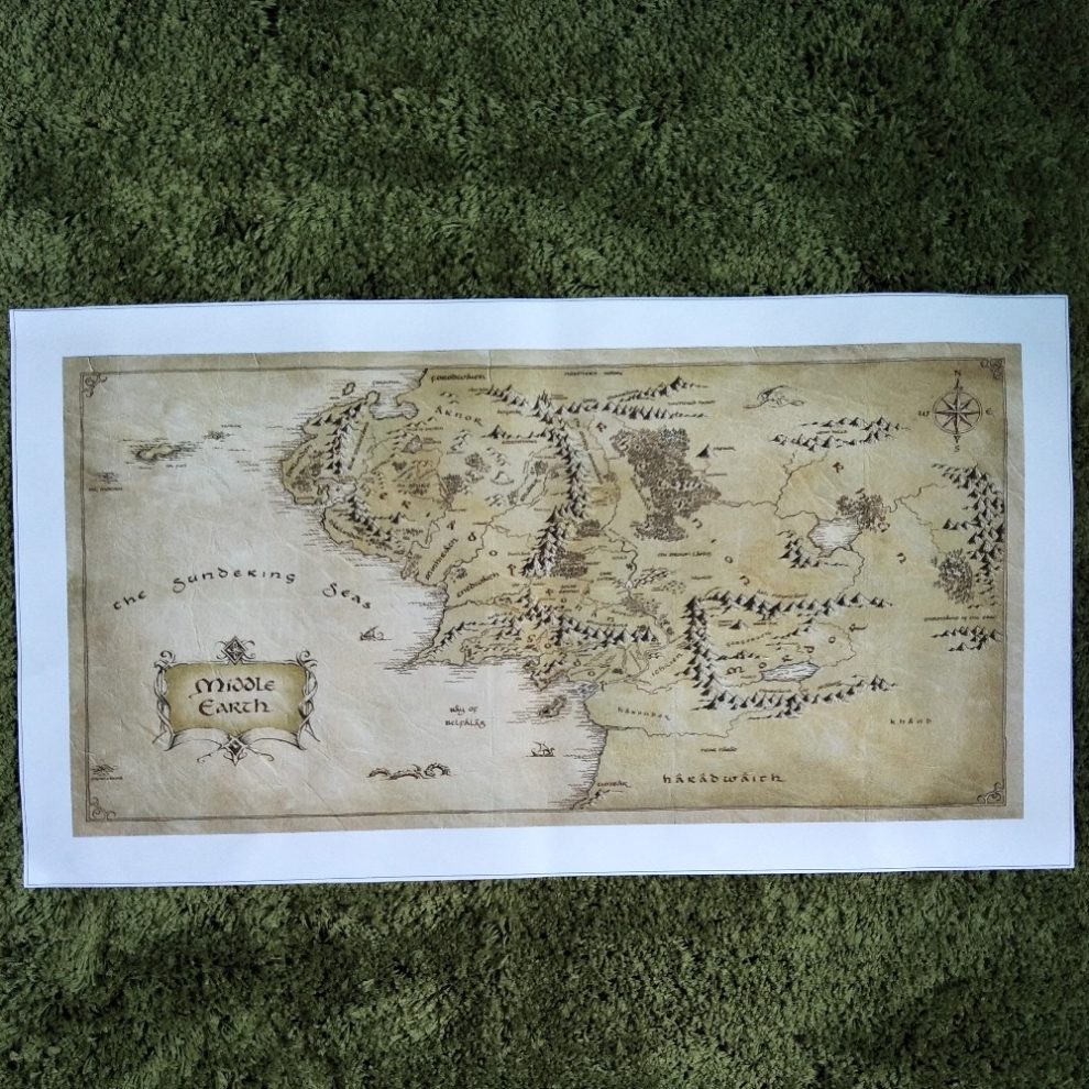 Vintage Middle Earth Map Canvas Art Retro Hobbit Oil Painting Poster ...