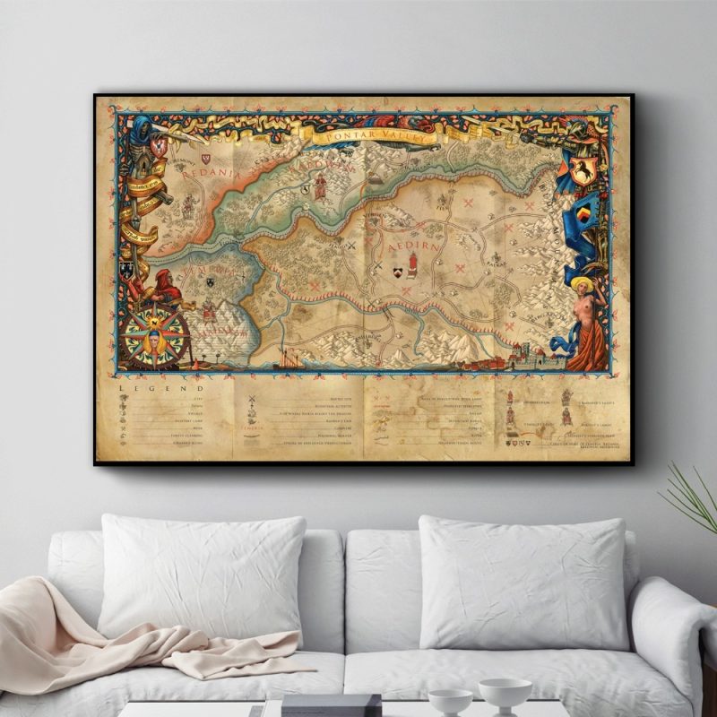 Witcher 3 World Map Canvas Painting Unframed Wall Art Home Decor ...