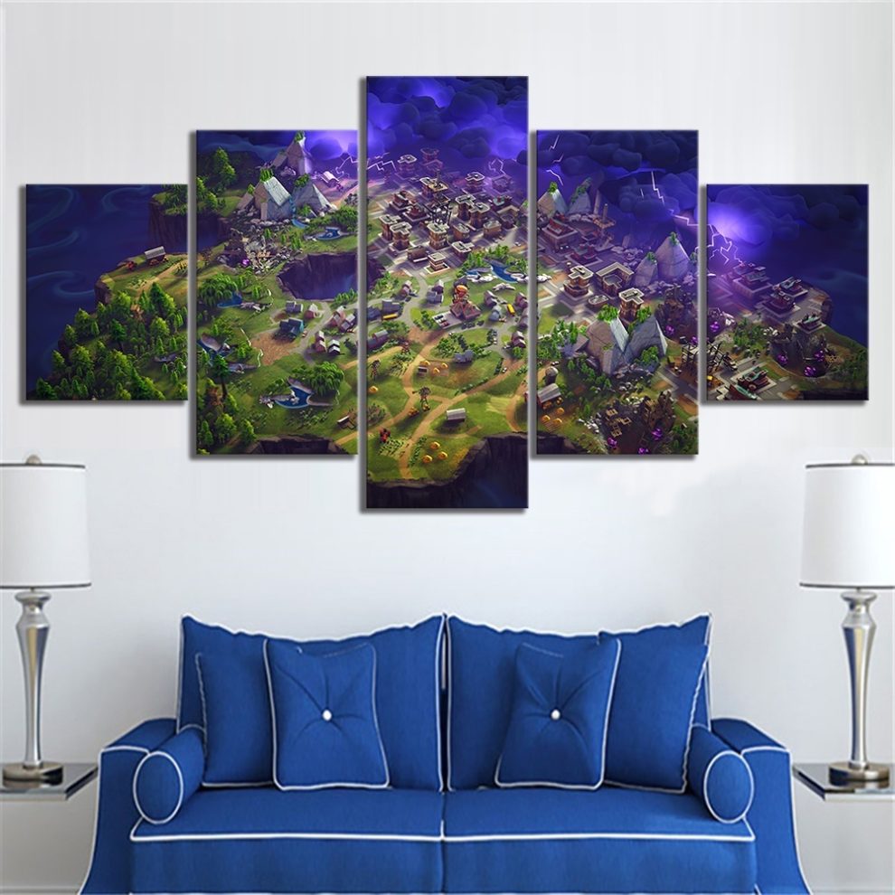 Fortnite Battle Royale 5piece Wall Art Poster Set Video Game Landscape ...