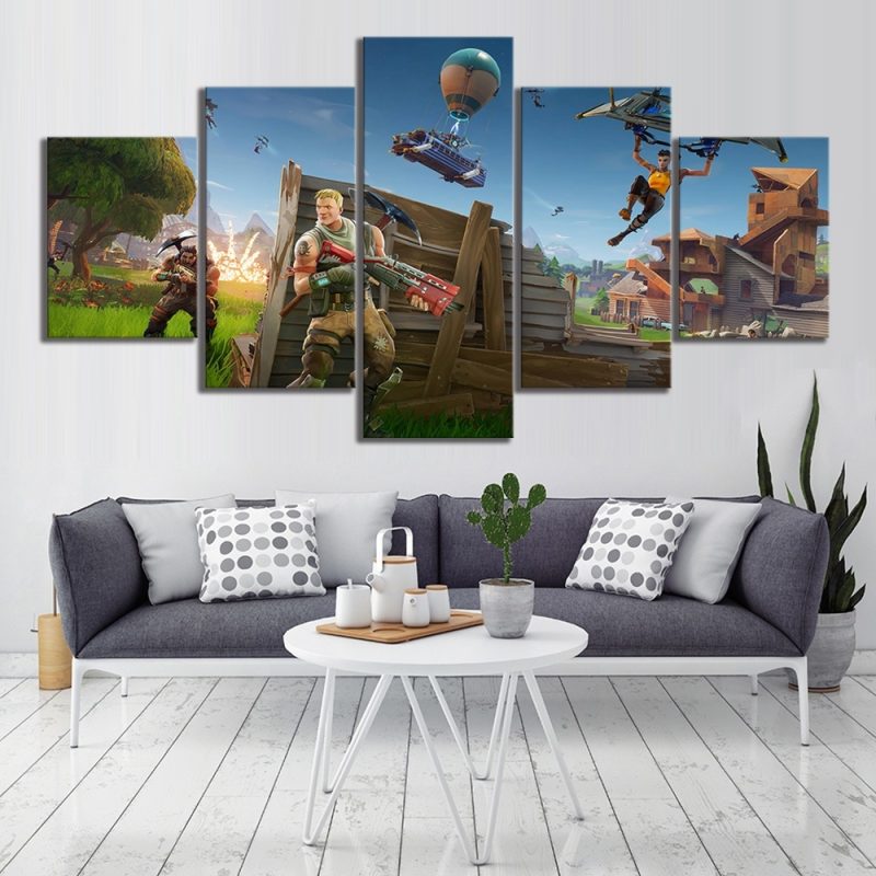 Fortnite Battle Royale 5piece Canvas Wall Art Poster Set For Living ...