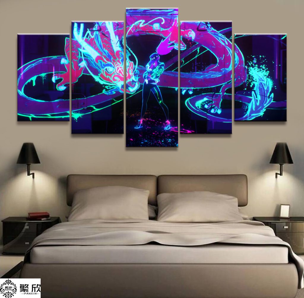 League Of Legends Akali Kda 5panel Hd Canvas Wall Art Poster ...