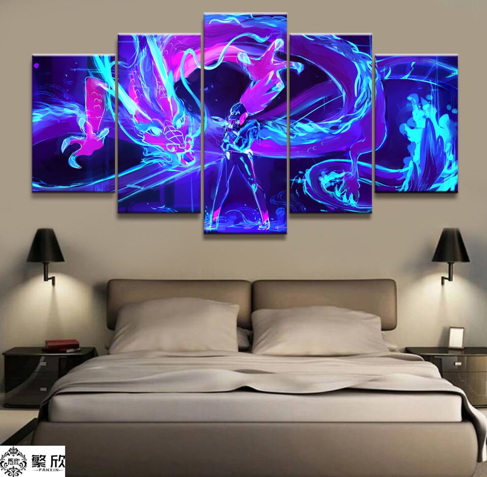 Kaisa Kda Graffiti 5piece Canvas Wall Art League Of Legends Game Poster ...