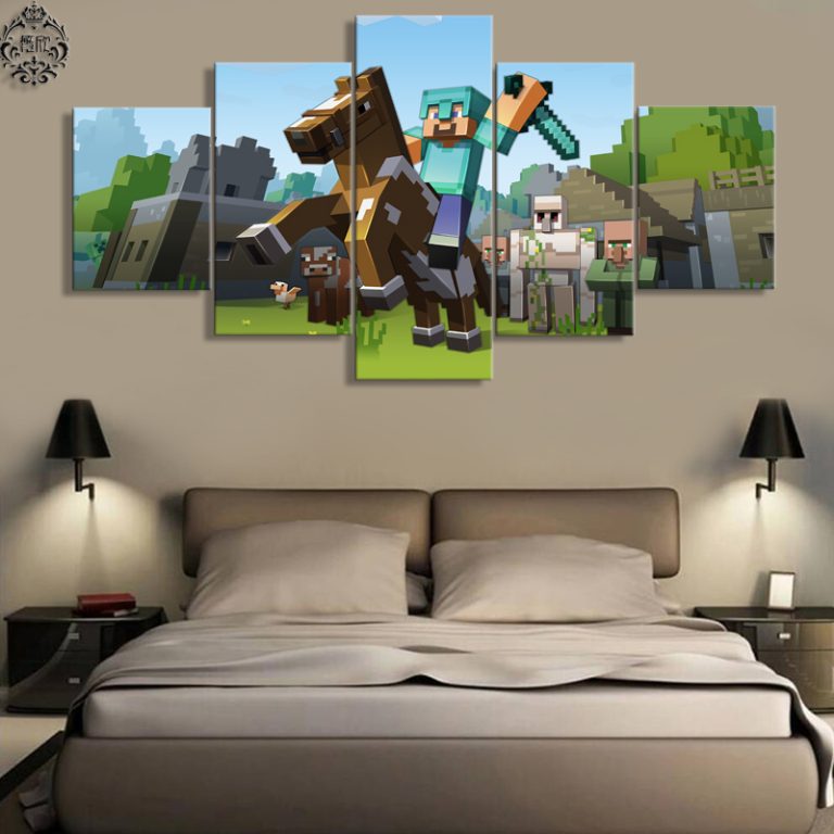 Minecraft Game Poster 5piece Canvas Wall Art Printed Home Artwork ...