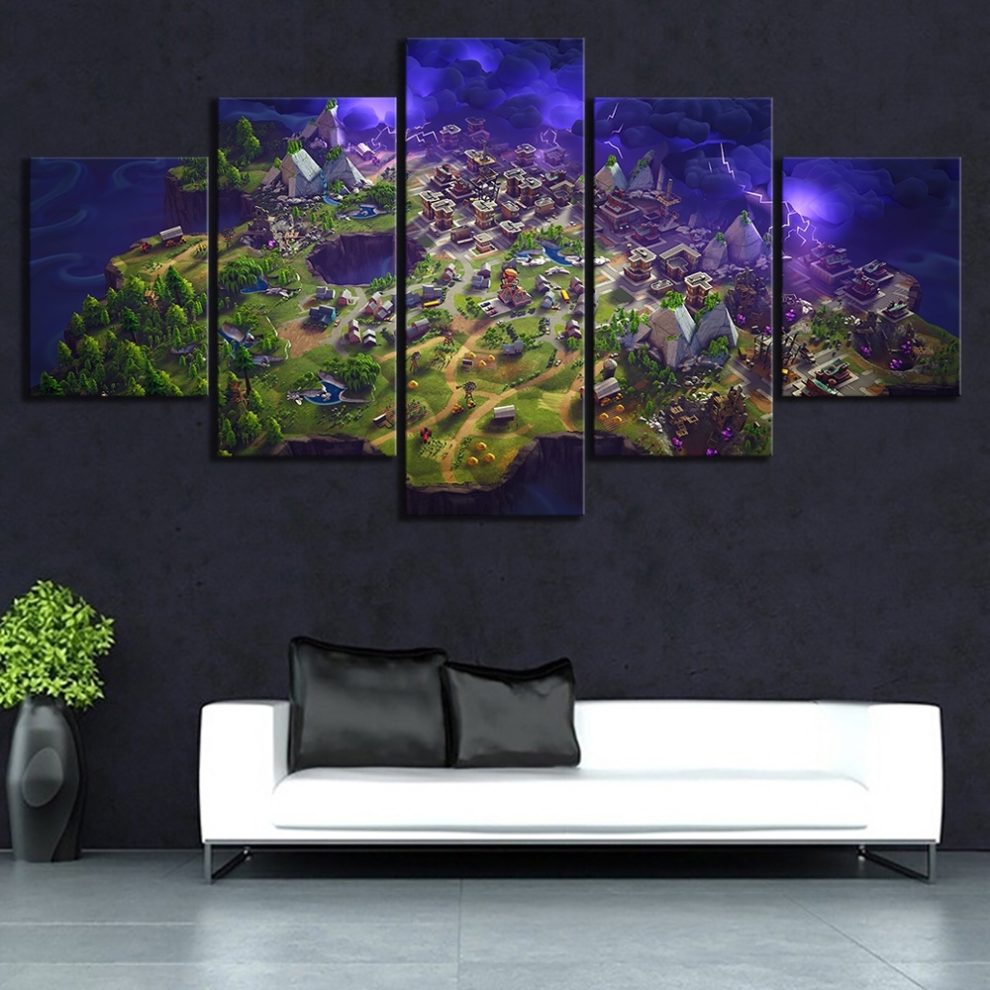 Fortnite Battle Royale Hd Wall Art Poster Set 5piece Landscape ...