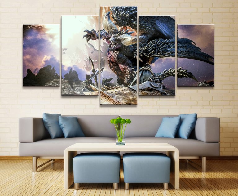 Monster Hunter Nergigante 5piece Modular Canvas Wall Art Poster ...