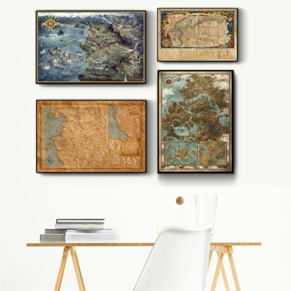 Witcher 3 World Map Canvas Art Unframed Living Room Wall Print Poster ...