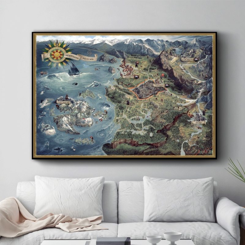Witcher 3 World Map Canvas Art Unframed Living Room Wall Print Poster ...