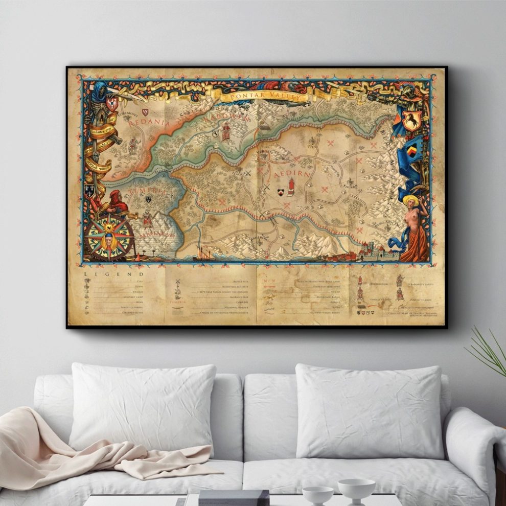 Witcher 3 World Map Canvas Art Unframed Living Room Wall Print Poster ...