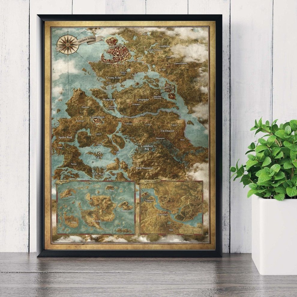 Witcher 3 World Map Canvas Art Unframed Living Room Wall Print Poster ...
