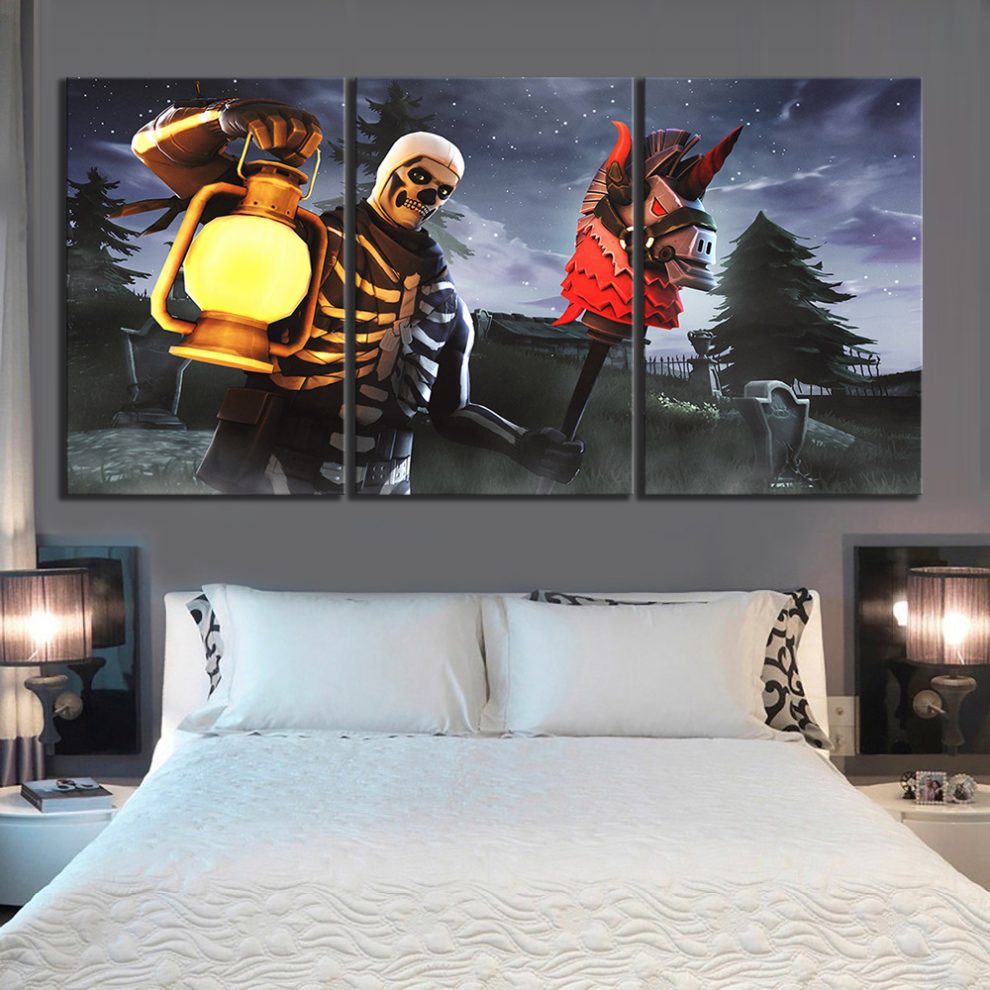 Fortnight Battle Royale 3piece Canvas Wall Art Poster Landscape Map ...