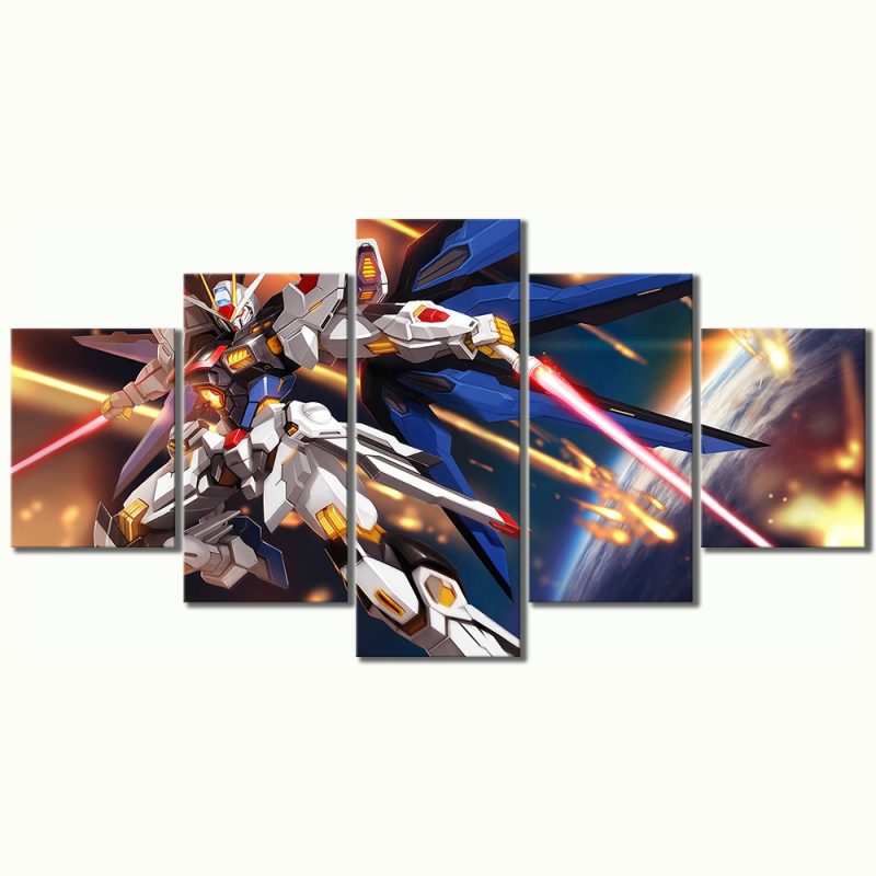 5panel Gundam Artwork Modern Canvas Print Wall Art For Living Room ...