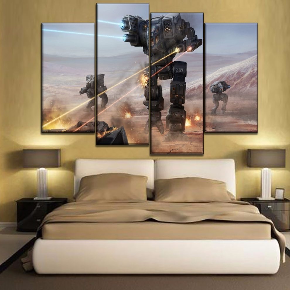 Battletech Robot Canvas Print Modern Futuristic Desert Game Artwork For ...