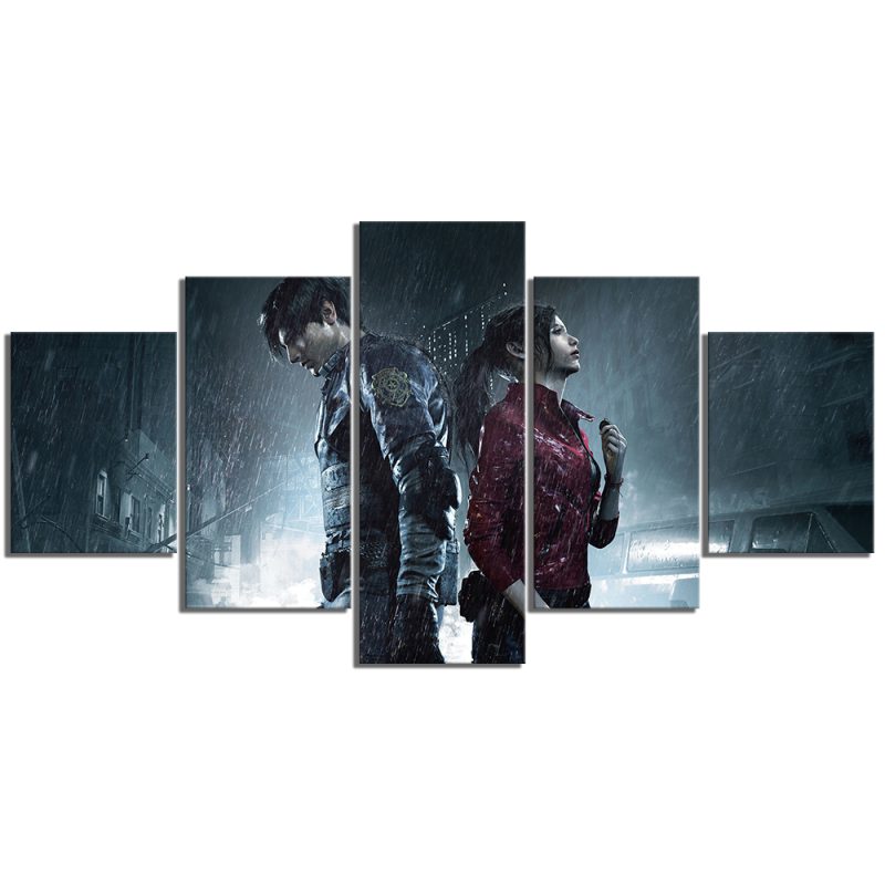 Resident Evil 2 Zombie Canvas Art 5piece Game Poster Wall Paintings ...
