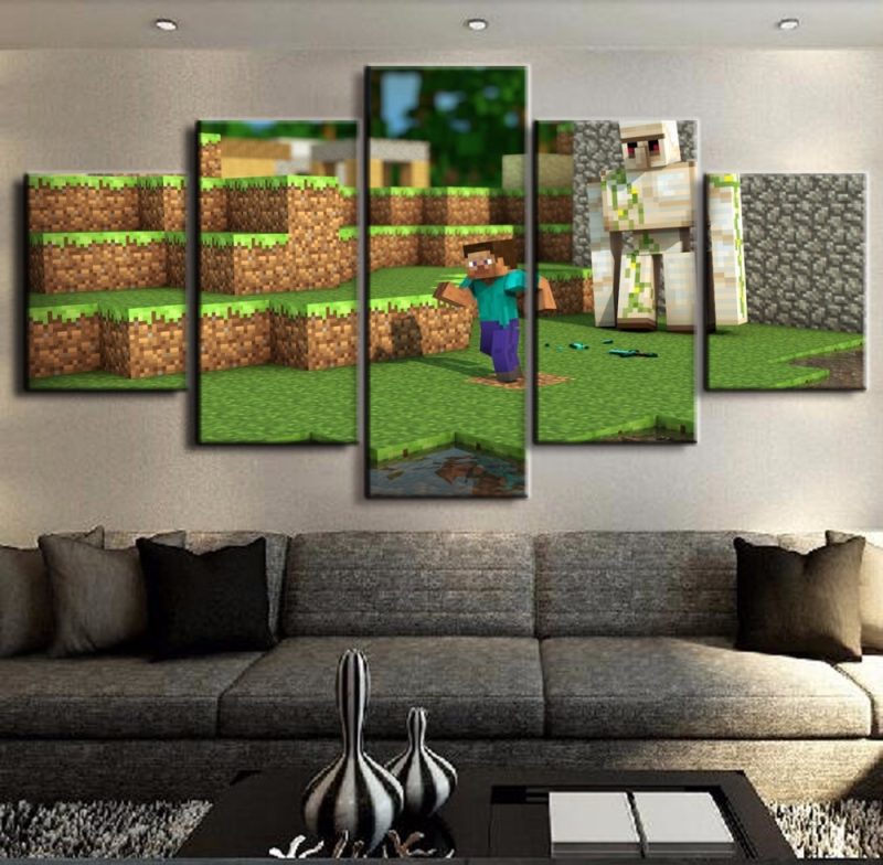 Minecraft Game Hd Canvas Print 5panel Modern Home Wall Art Decor ...