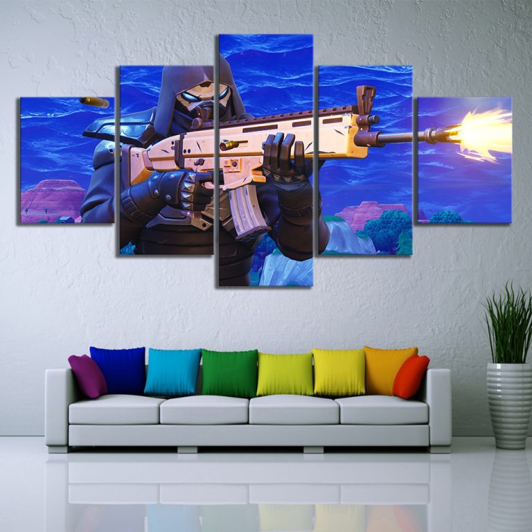 Fortnight Battle Royale 5piece Canvas Wall Art Video Game Landscape ...