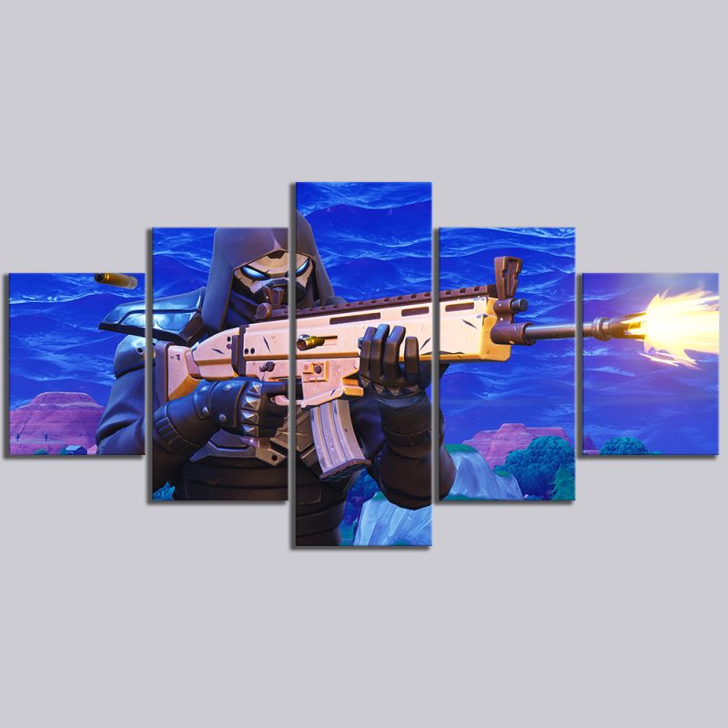Fortnight Battle Royale 5piece Canvas Wall Art Video Game Landscape ...