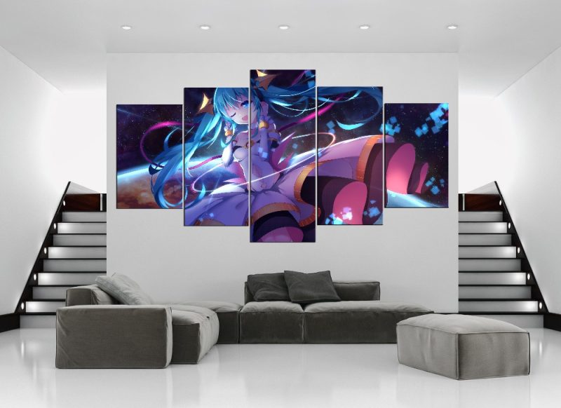 Miku Modern Wall Art 5piece Canvas Poster Print For Living Room Decor ...