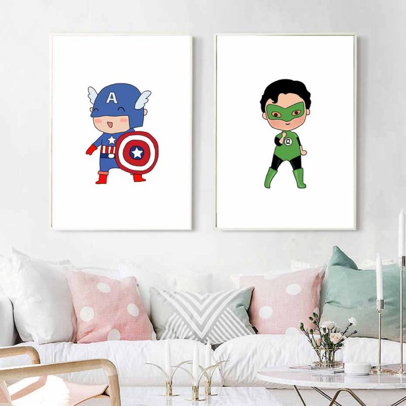 Marvel Avengers Superhero Wall Art Captain America Batman Posters For ...
