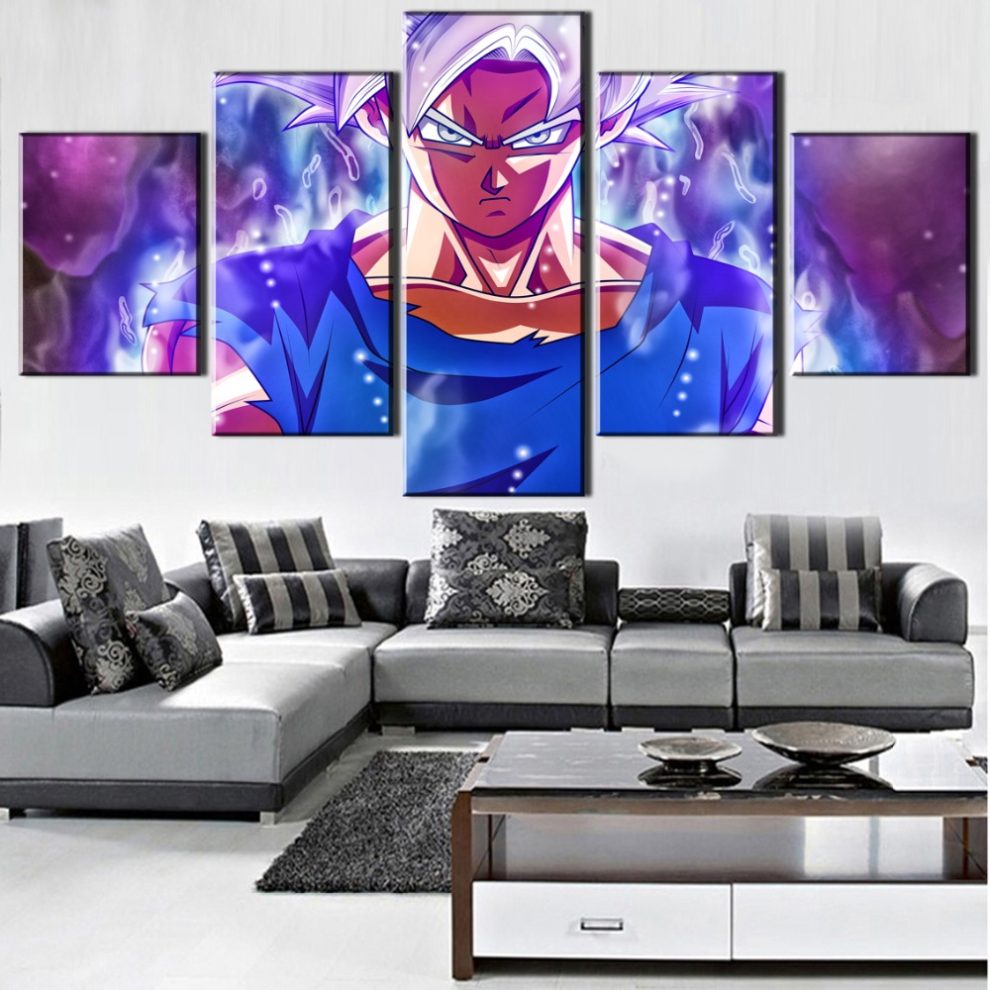 Ultra Instinct Goku Super Saiyan Silver Dragon Ball 5piece Canvas Art ...