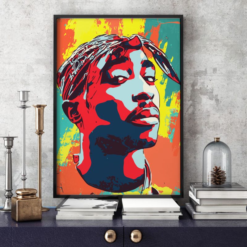 Tupac Shakur Graffiti Wall Art Canvas Nordic Rapper Singer Prints ...