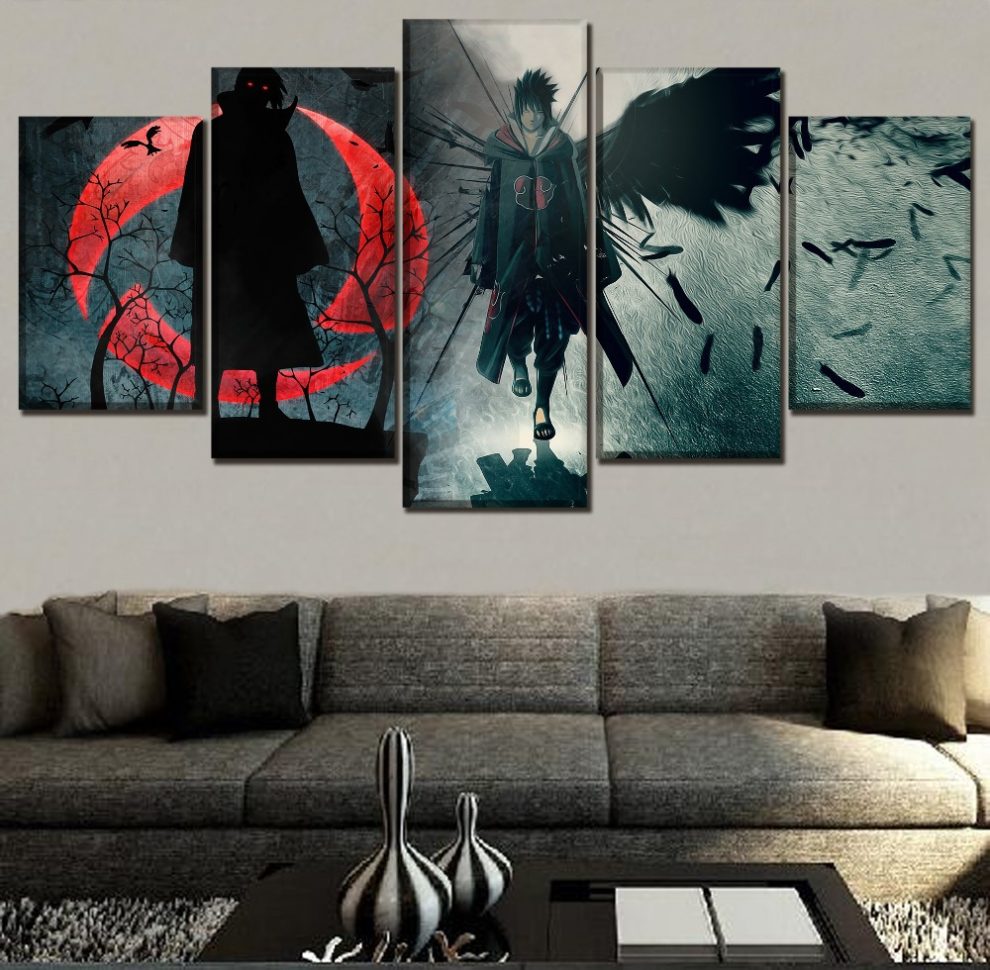 Naruto Itachi Uchiha 5 Panel Hd Canvas Wall Art For Home Decor ...