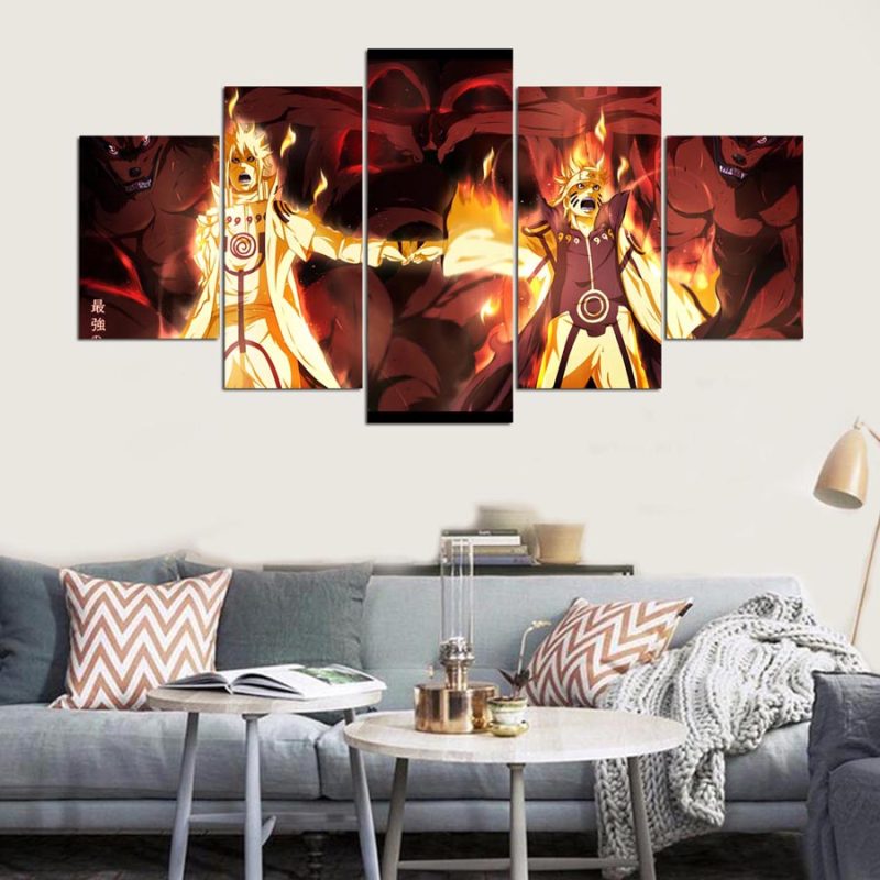 Naruto Character Hd Printed 5 Panel Wall Art For Modern Living Room ...