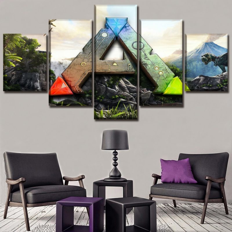 Ark Survival Evolved Hd Canvas Wall Art Poster 5piece Set For Home ...