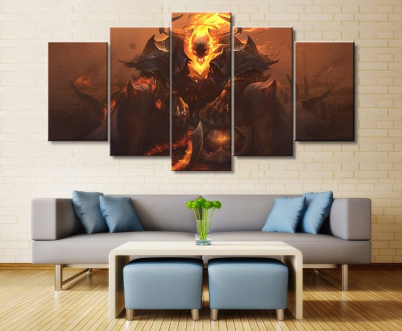 Hd Printed Thresh League Of Legends 5panel Game Art Canvas Poster ...