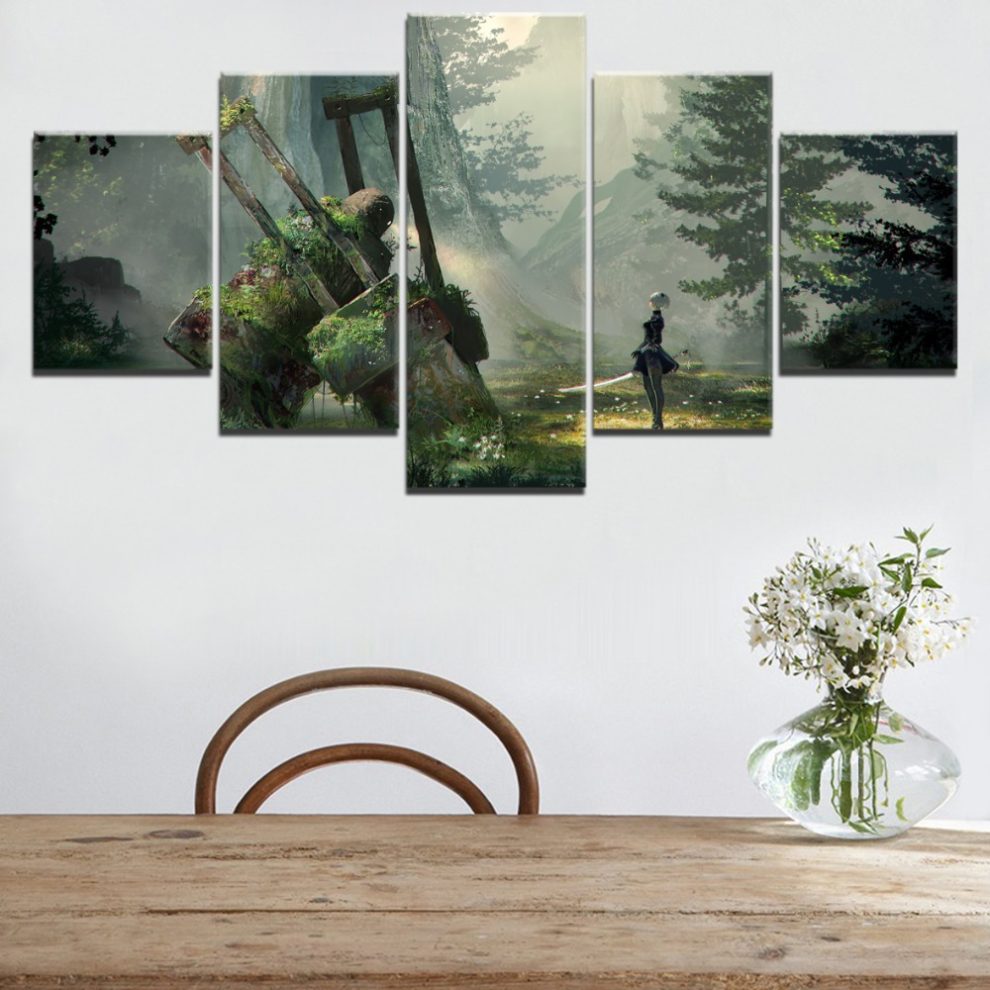 Nier Automata 2b Hd Landscape Canvas Art 5panel Game Wall Poster ...