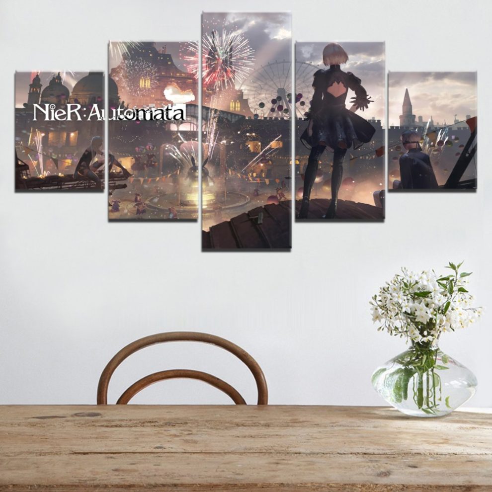 Nier Automata Yorha 5piece Canvas Print Modern Wall Art Fireworks ...