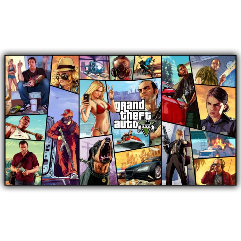Grand Theft Auto V Silk Print Wall Poster Gta 5 Game Art 60x106cm - WePosters.com - Free ...