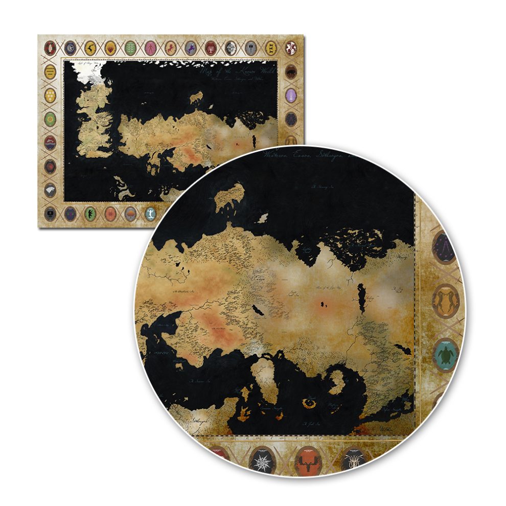 Vintage Game Of Thrones World Map Canvas Wall Art Unframed Poster ...