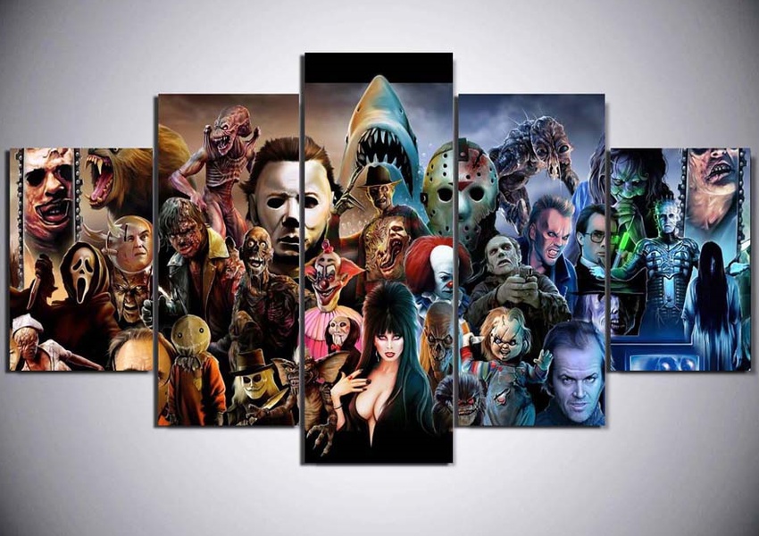 Vintage Dark Horror Art 5panel Canvas Wall Decor For Living Room ...