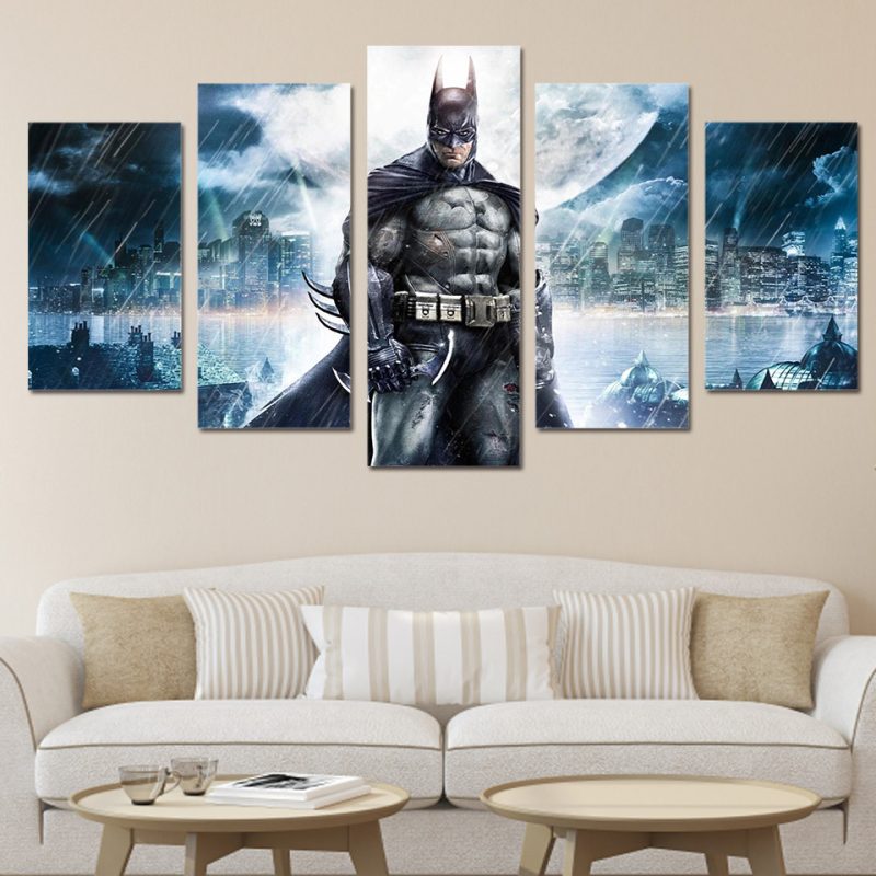 Batman 5panel Hd Printed Modern Canvas Wall Art For Home Decor ...