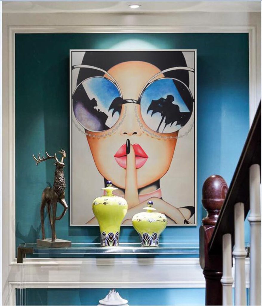 Handmade Abstract Colorful Lip Glasses Wall Art On 100 Canvas ...