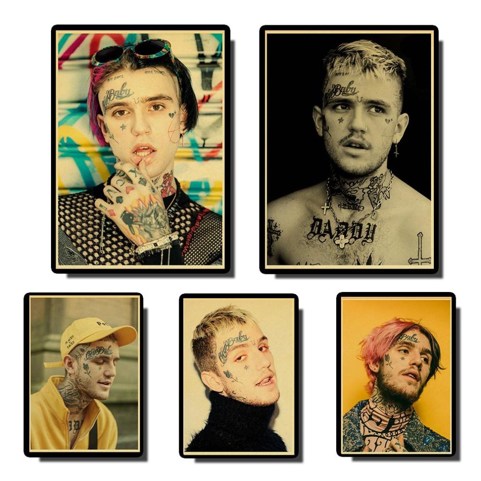 Lil Peep Vintage Rapper Poster Art For Home Living Room Coffee Bar ...