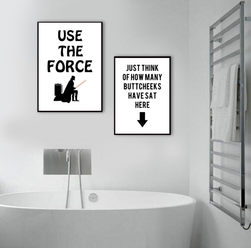 Modern Funny Toilet Quotes Canvas Art For Bathroom Wall Decoration ...