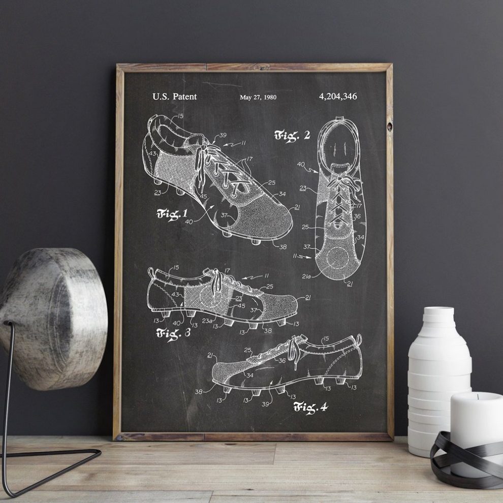 Vintage Soccer Cleats Blueprint Wall Art Poster For Sports Room Decor ...