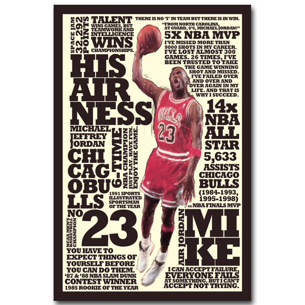 Michael Jordan Inspirational Quote Silk Poster Sports Wall Art ...