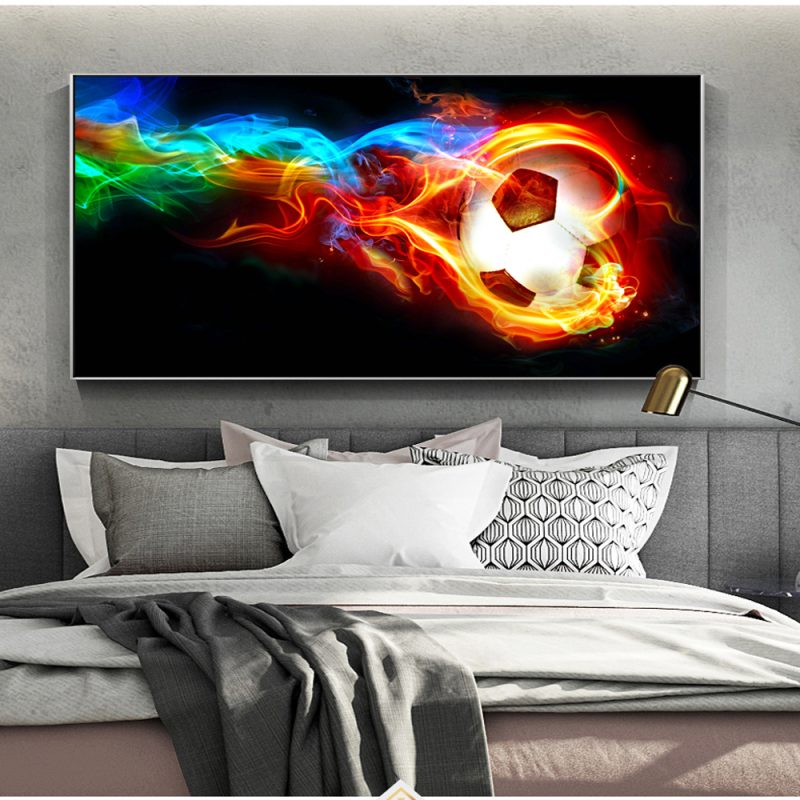 Abstract Football Art Rainbow Fire Soccer Ball Canvas Prints For Living ...
