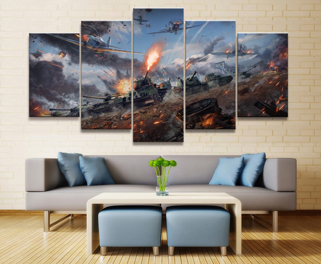 5piece World War Military Tank Warship Canvas Wall Art Set - WePosters ...