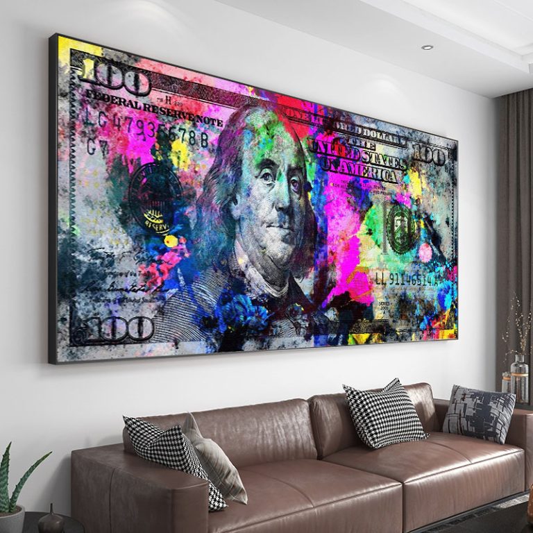 Golden Abstract Money Canvas Art Modern Street Style Home Decor Poster ...