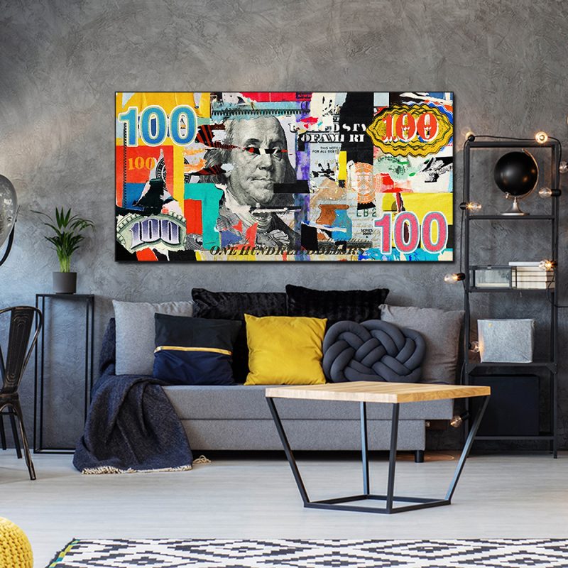 Golden Abstract Money Canvas Art Modern Street Style Home Decor Poster ...